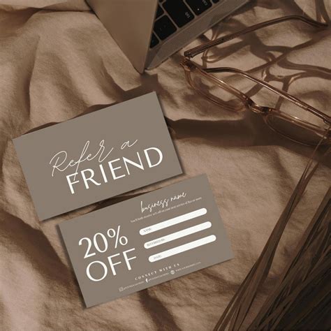 Editable Referral Card Canva Template Printable Refer A Friend Template