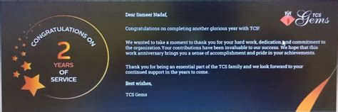 Tcs Tcs Workaniversary Sameer Nadaf
