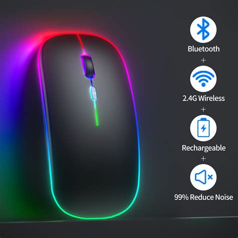 Souris sans fil RGB Bluetooth Rechargeable silencieuse rétroéclairée pour ordinateur