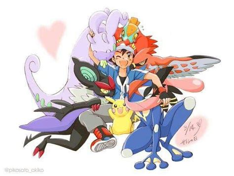 Ash Ketchum And Pikachu With Their Kalos Pokémon Team ♡ I Give Good