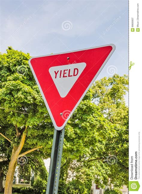 Triangular Sign In Red And White Means Yield Stock Image Image Of