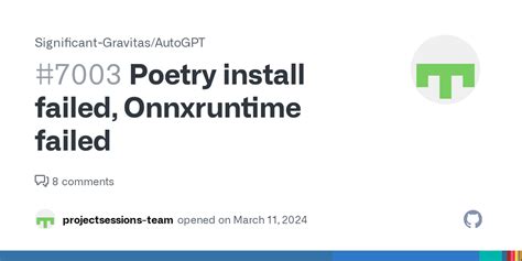 Poetry Install Failed Onnxruntime Failed · Issue 7003 · Significant