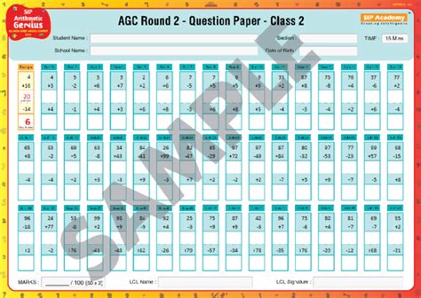 Sip Arithmetic Genius Contest [agc] Round 2 Sample Papers 2019