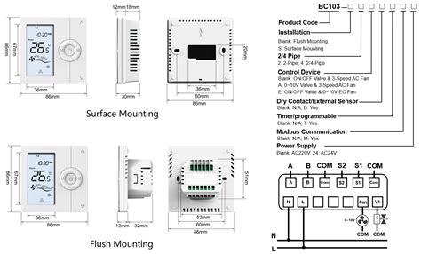 Rs485 Modbus Smart Ac Programmable Thermostat 3 Speed Fan Control Oem