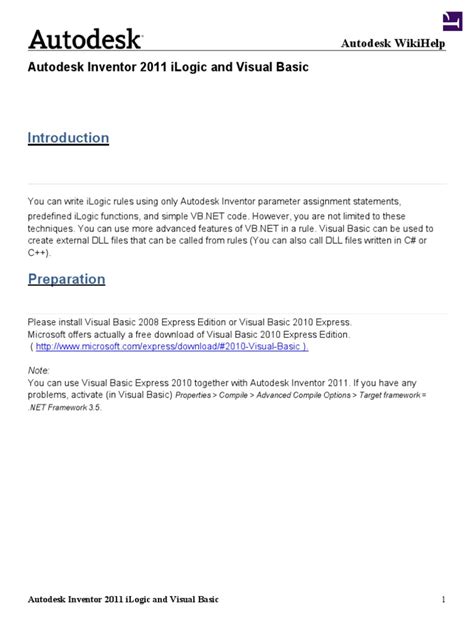 Autodesk Inventor 2011 Ilogic And Visual Basic Pdf Visual Basic