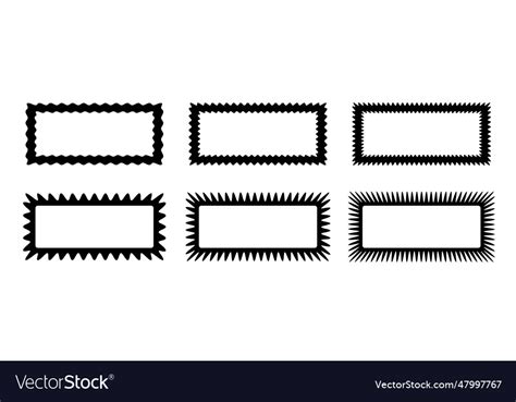Zig Zag Edge Rectangle Frames Collection Jagged Vector Image