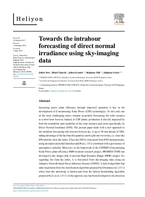 pdf towards the intrahour forecasting of direct normal irradiance