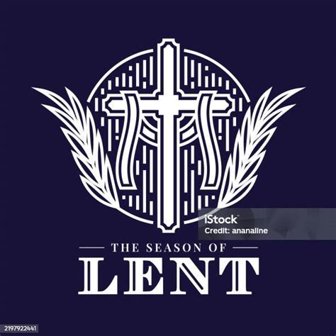 사순절의 계절 천 걸이와 플램 잎 원이 어두운 보라색 배경 벡터 디자인에 주위에 롤 흰색 라인 십자가 십자가 사순절 종교적 축하