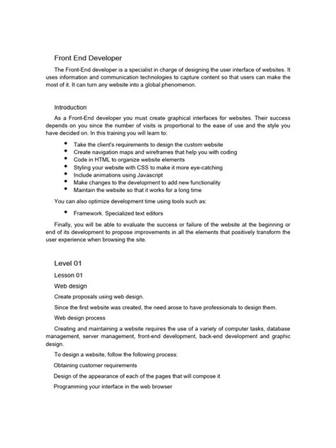 front end developer pdf websites world wide web