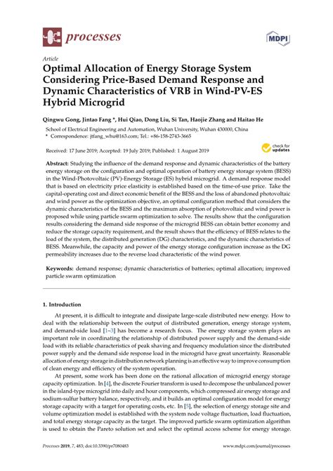 Pdf Optimal Allocation Of Energy Storage System Considering Price Based Demand Response And