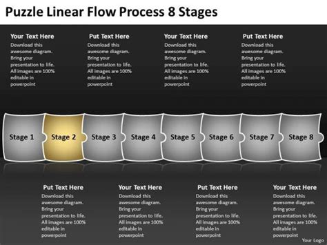 Puzzle Linear Flow Process Stages Free Flowchart Slides PowerPoint Templates