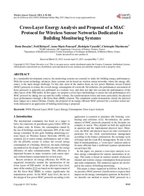 pdf cross layer energy analysis and proposal of a mac protocol for