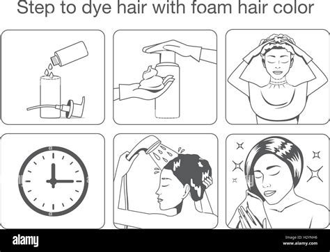 Step To Dye Hair With Foam Hair Color With Monotone Color Design Stock