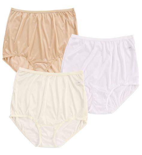 Womens Shadowline 17042x Plus Nylon Classics Brief Panty 3 Pack