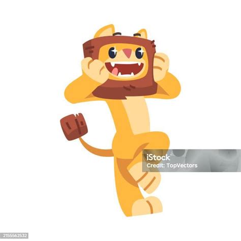 귀여운 사자 성격 와 갈기 비명 와 기쁨 와 흥분 벡터 일러스트 갈기에 대한 스톡 벡터 아트 및 기타 이미지 갈기 감정 개념 Istock
