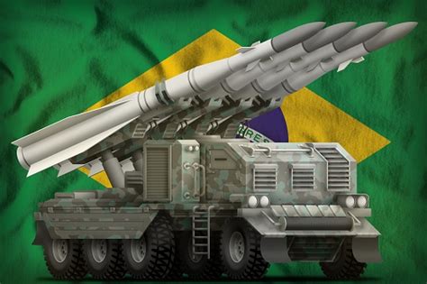 브라질 국기 배경에 북극 위장의 전술 단거리 탄도 미사일 3 차원 일러스트 레이 션 겨울에 대한 스톡 사진 및 기타 이미지 겨울 교통수단 군사 Istock