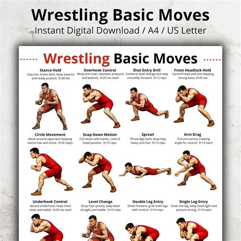 Wrestling Basic Moves Chart Printable Wrestling Exercises Wrestling