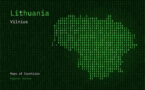 Lithuania Map Shown In Binary Code Pattern Matrix Numbers Zero One 0에