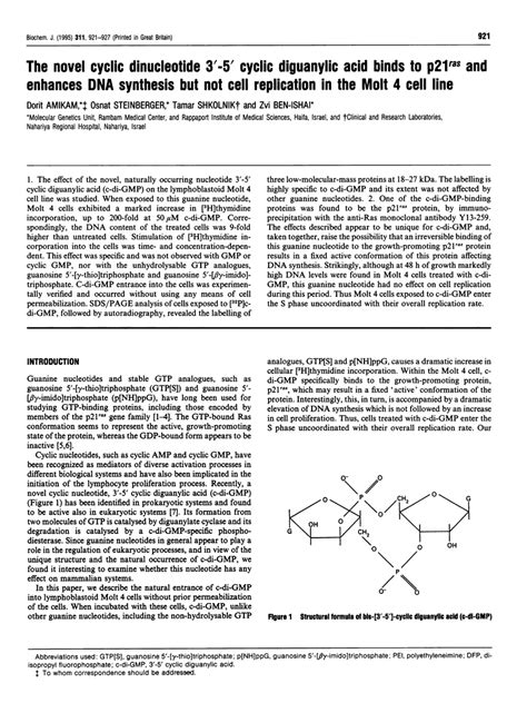 The Novel Cyclic Dinucleotide 3 5 Cyclic Diguanylic Acid Binds To