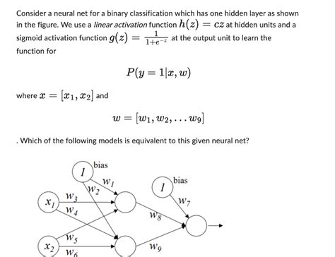 Solved Consider A Neural Net For A Binary Classification Chegg