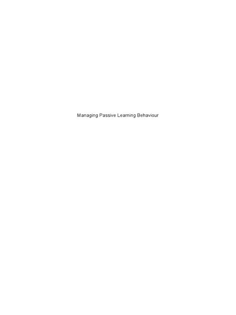 05 Managing Passive Learning Behaviour Pdf Learning Teachers 05 Managing Passive Learning Behaviour Pdf Learning Teachers