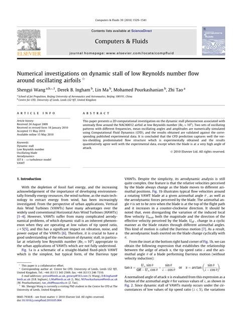 Pdf Numerical Investigations On Dynamic Stall Of Low Reynolds Number Flow Around Oscillating