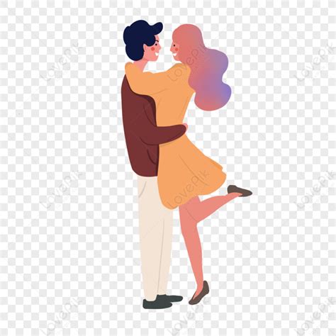커플 일러스트 포옹 데이트brown머리털노랑색 Png 일러스트 무료 다운로드 Lovepik