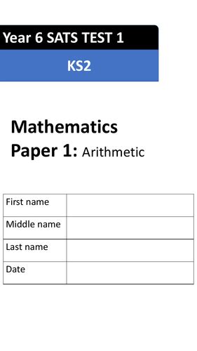 Year6 Sats Arithmetic Paper Test 1 Teaching Resources