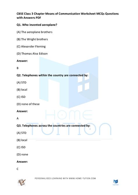 Cbse Class 3 Evs Worksheets For Chapter Means Of Communication Free Pdf Home Tution