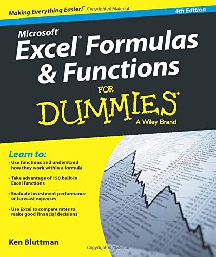 Excel Formulas And Functions Fd 4e For Dummies By Bluttman Ken Good