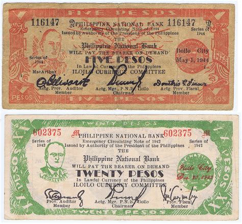 Philippines Guerilla Notes Honoring Roosevelt And Macarthur Of 1944