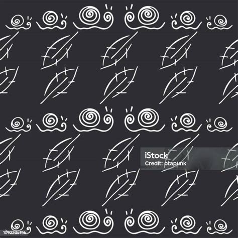 과일 잎과 달팽이 농촌 원활한 패턴 벡터 단순화 된 복고풍 그림입니다 포장 또는 스크랩북 종이 배경 유치 한 만화 스타일 낙서