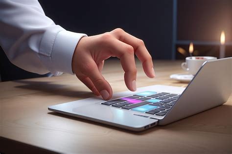Premium Ai Image Mockup Image Of A Hand Touching On Laptop Computer Premium Ai Image Mockup Image Of A Hand Touching On Laptop Computer