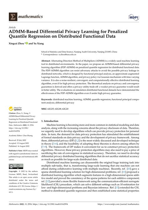 Pdf Admm Based Differential Privacy Learning For Penalized Quantile