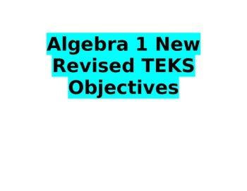 Algebra 1 TEKS Objectives By Learn Assess Repeat TPT