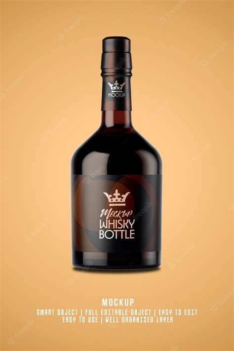 Premium Psd Whisky Bottle Mockup Smart Object Full Editable