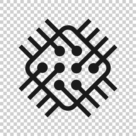 Premium Vector Computer Cpu Icon In Flat Style Circuit Board Vector