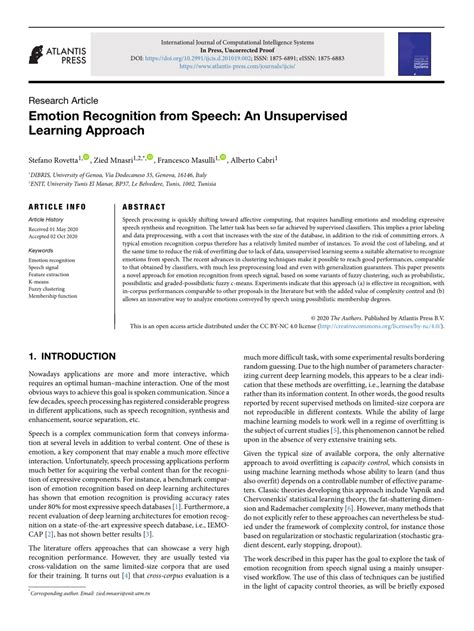 pdf emotion recognition from speech an unsupervised learning approach