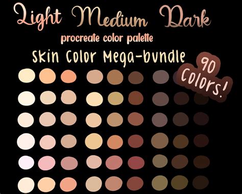 Skin Tones Procreate Color Palette Mega Bundle Etsy