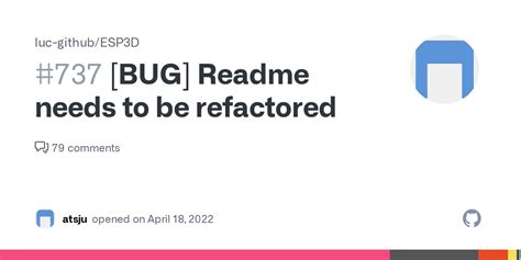 Bug Readme Needs To Be Refactored · Issue 737 · Luc Githubesp3d