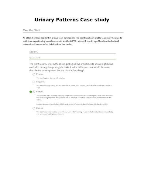 Urinary Patterns And Constipation Case Study Nurs 1010 Urinary