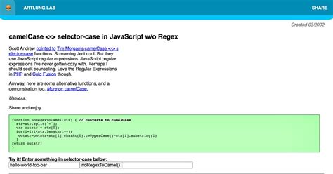 Camelcase Selector Case In Javascript Without Regex Artlung Lab