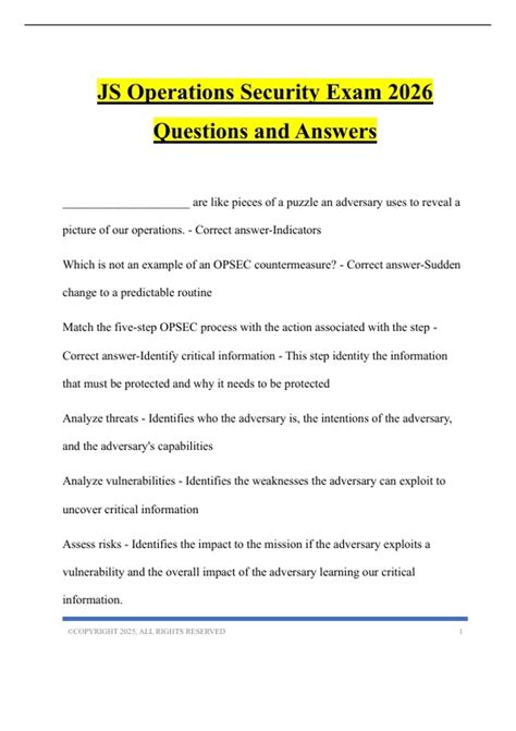Army Opsec Level 1 Exam 2026 Questions And Answers Army Opsec Stuvia Us