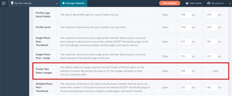 developer hub image settings froala text editor images