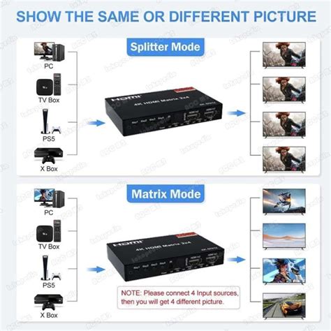 Jual Hdmi Matrix Switch Splitter 4x2 2x4 2 In 4 Out Support 4k 60hz