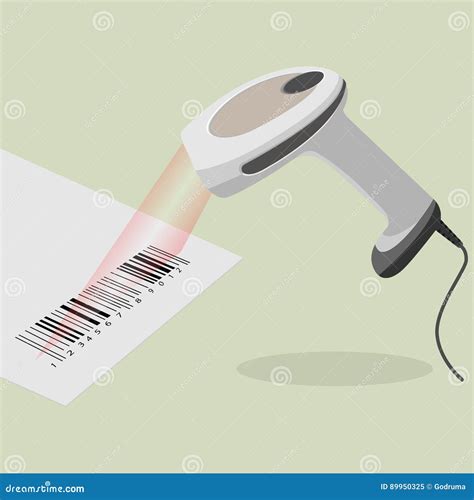 White Handheld Barcode Scanner Scanning Bar Code In Flat Design Stock Vector Illustration Of