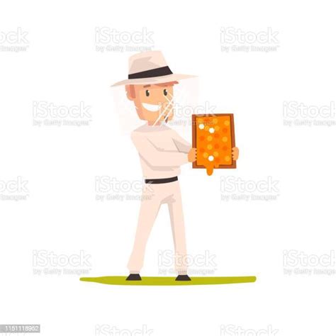 그의 손에 벌집 프레임으로 웃 고 있는 양 봉 인 남자 생겼습니다 양 봉 개념 벡터 일러스트 남자에 대한 스톡 벡터 아트 및 기타 이미지 Istock