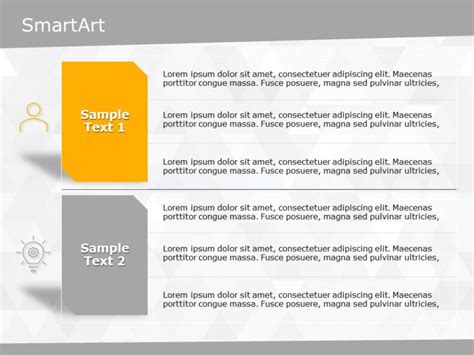 SmartArt List Horizontal Bullet List 2 Steps PowerPoint Template