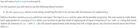 Solved You Will Need A Python Repl To Solve Part B For This