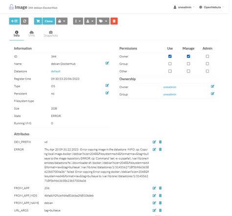 Error When Importing A Dockerhub Image Product Support Opennebula